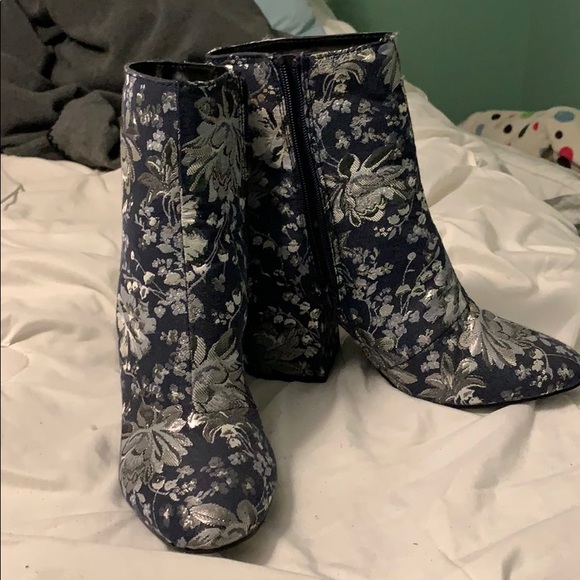 Merona | Shoes | Denim Embroidered Boots | Poshmark